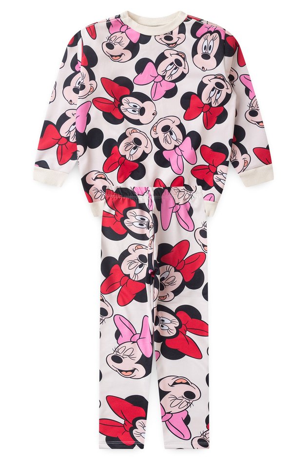 CONJUNTO CASACO DE MOLETOM OVERSIZED E LEGGING MINNIE Off White