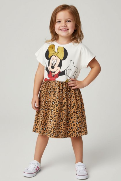 Vestido Infantil Feminino Minnie Oncinha